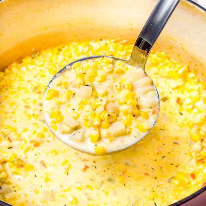 Creamy Corn Chowder - Dishes With Dad